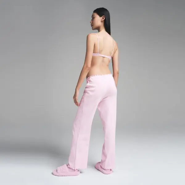 Skims Logo Pointelle Straight Leg Pant - Cherry Blossom | Editorialist